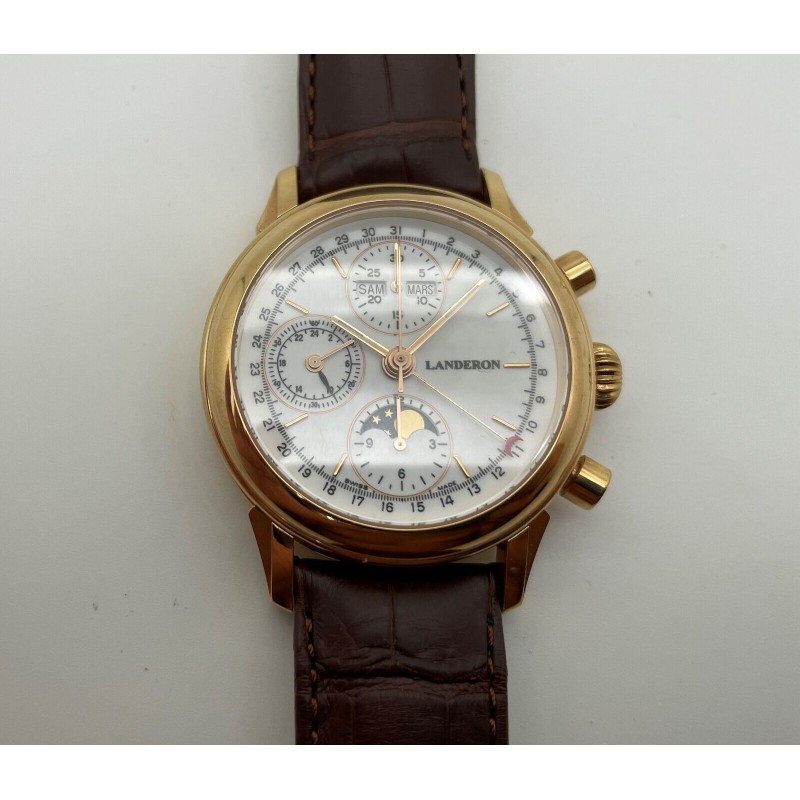 LANDERON CHRONOGRAPHE AUTOMATIC OR 18K VALJOUX 7751 TRIPLE DATES PHASE ...