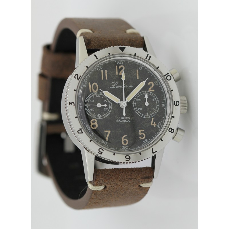 LANDERON CHRONOGRAPHE TYPE 20 CADRAN VINTAGE A REMONTAGE MANUEL